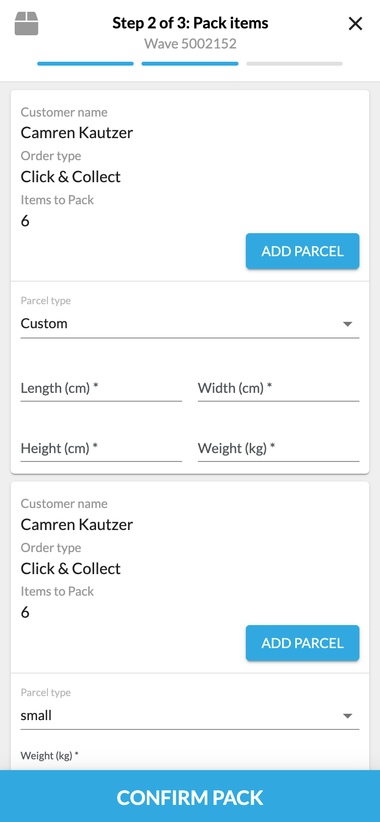 Multi-Parcel Component